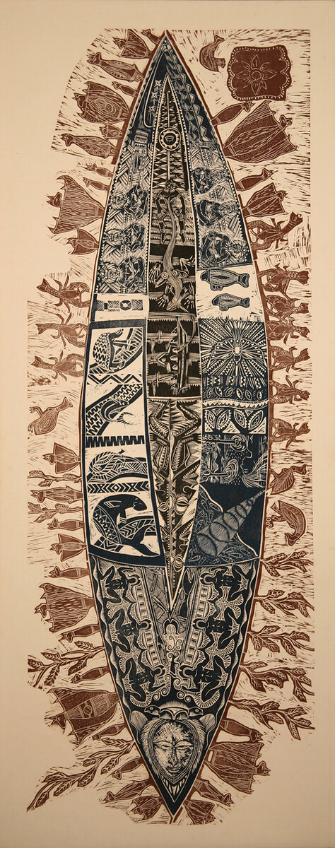 A canoe of many passengers By Michel Tuffery - Printmaking - Cairns Art ...